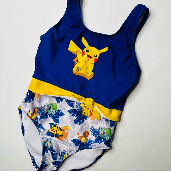 Pokemon | Swim | Pokemon One Piece Swim Suit Blue Pikachu Bow Girls ...